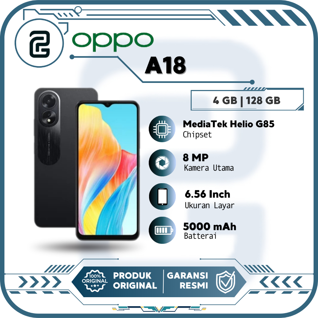 Jual OPPO A18 4GB/128GB Extended RAM | Chipset Mediatek MT6769 Helio ...
