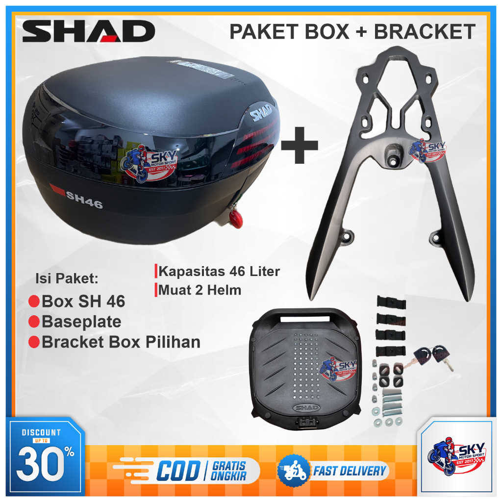 Jual Paket Box + Bracket SHAD SH46 46 Liter Nmax Vario Pcx Adv Xmax ...