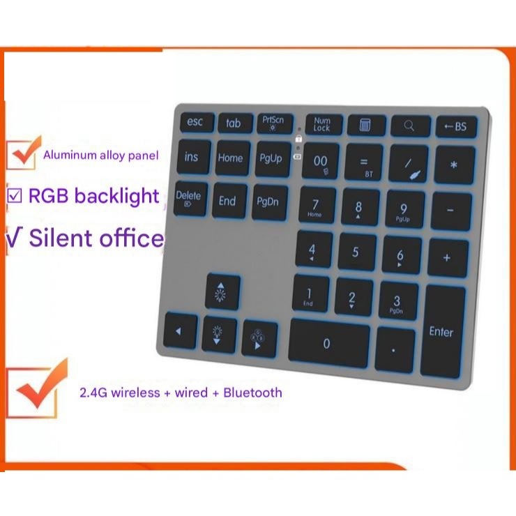 Jual Wireless Keyboard Numeric Triple Connection Wired Bluetooth 2.4G ...
