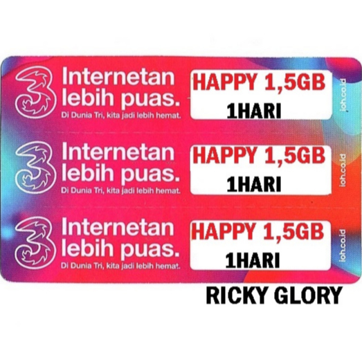 Jual VOUCHER TRI DATA HAPPY 1,5GB 1HARI | Shopee Indonesia
