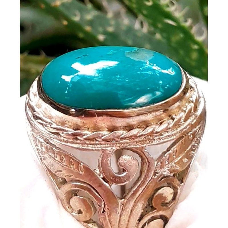 Jual Pirus Persia polosan Hijau Tosca size kantoran ring perak | Shopee ...