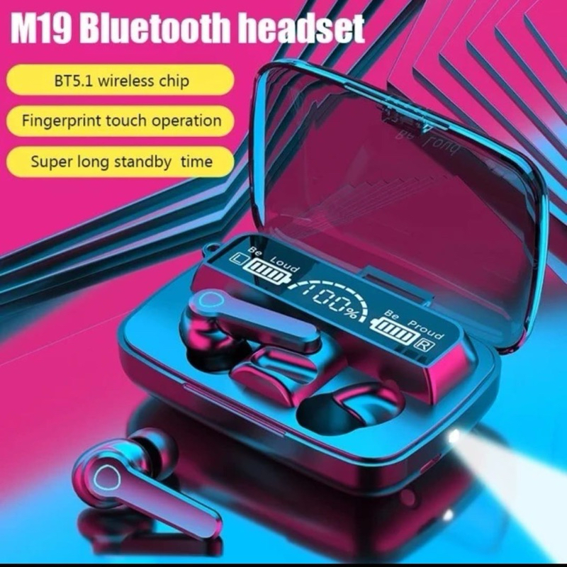 Jual headset bluetooth tws M19 led display hifi sound stereo hokistore ...