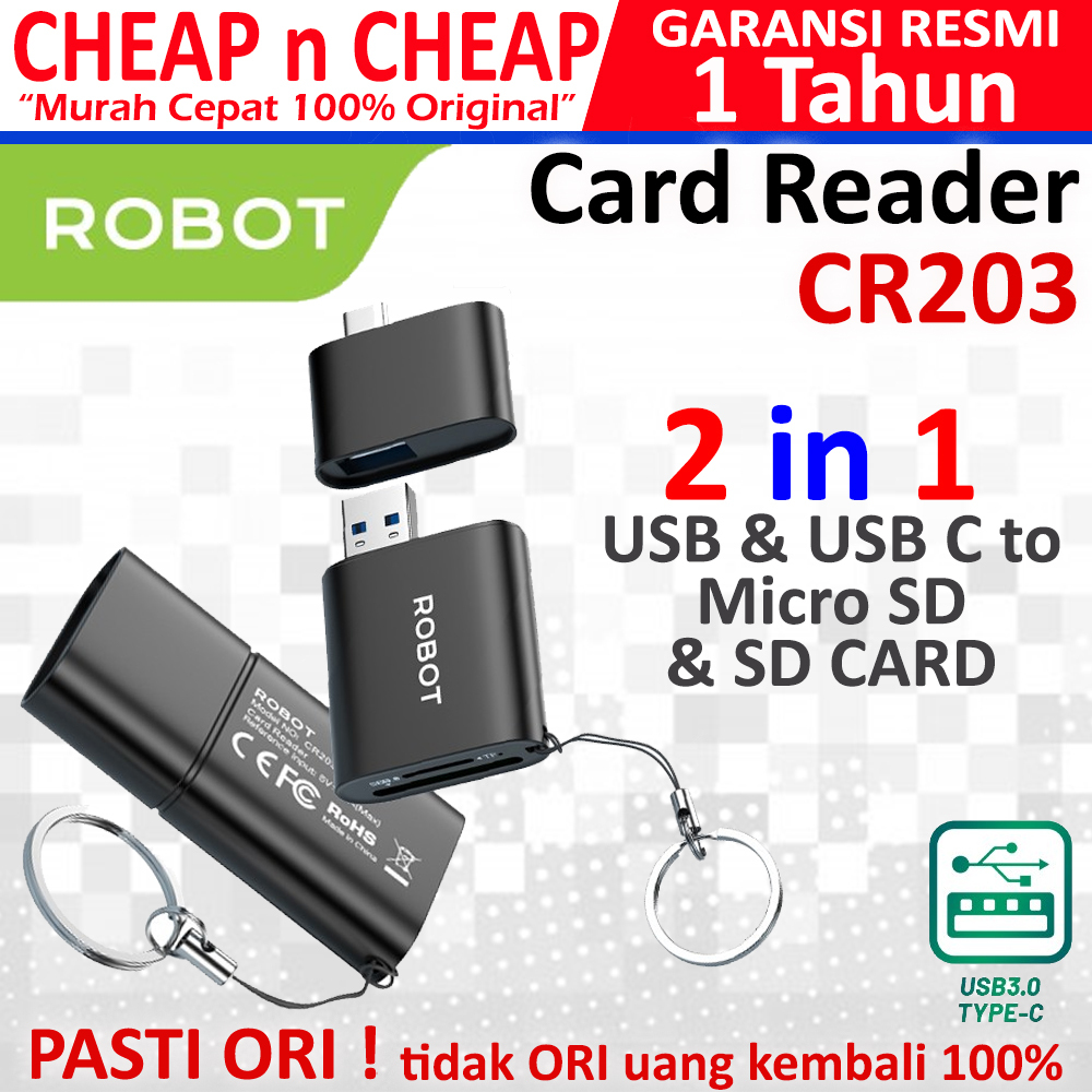 Jual Card Reader Robot CR203 USB 3.0 & USB C to Micro SD SD Card ...
