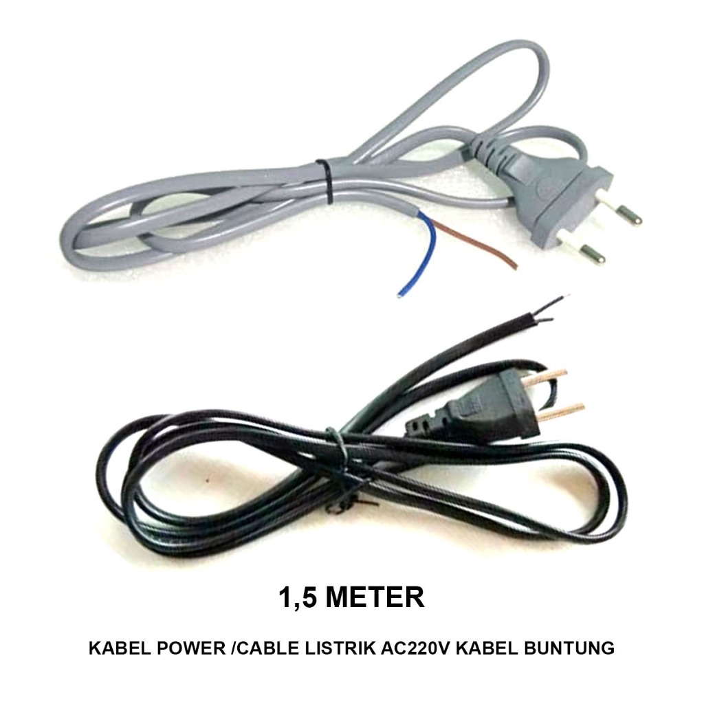 Jual KABEL POWER /CABLE LISTRIK AC220V KABEL BUNTUNG 1,5 METER | Shopee ...