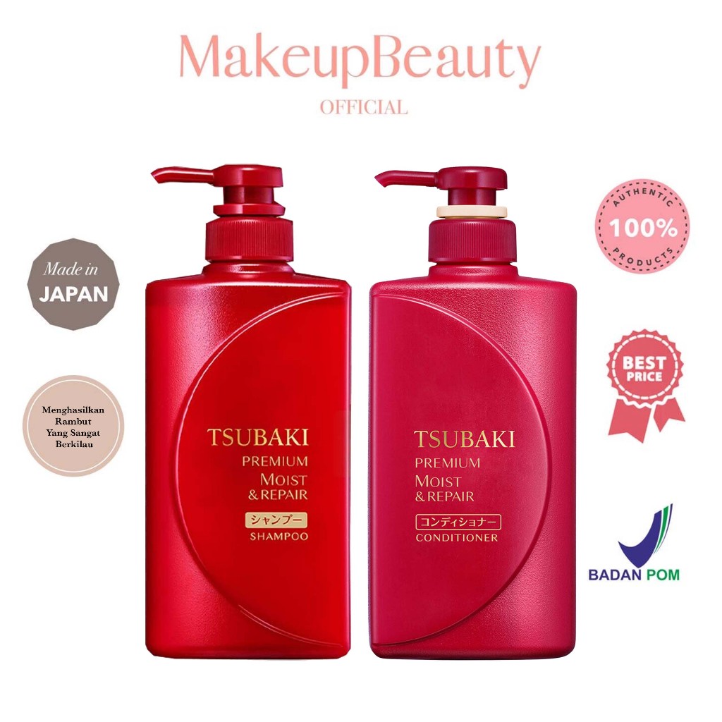 Jual TSUBAKI Premium Moist & Repair Shampoo & Conditioner 490ml | Treatment 180g | Shopee Indonesia