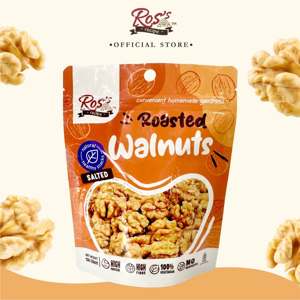 Jual Ros Recipe Kacang Walnut Premium 100gr - kacang panggang - kacang otak - oven - roasted ...