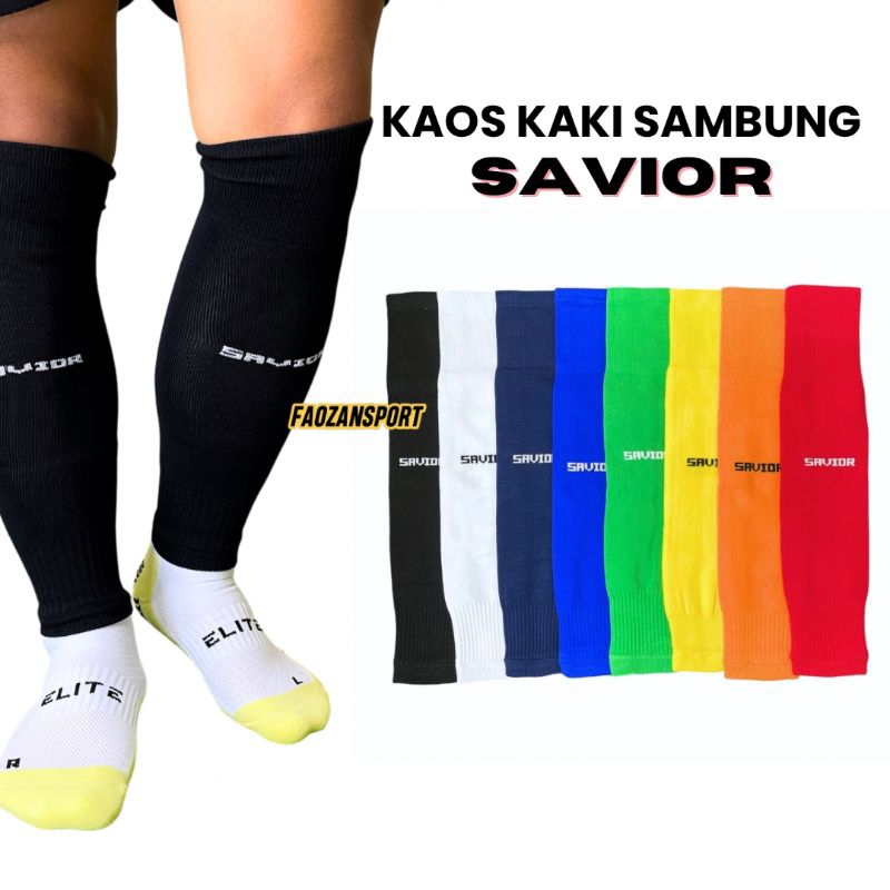 Jual Kaos Kaki Sambung Savior Sleeve Sock Savior Kaoskaki Sambungan Sepakbola Futsal Hitam Putih ...