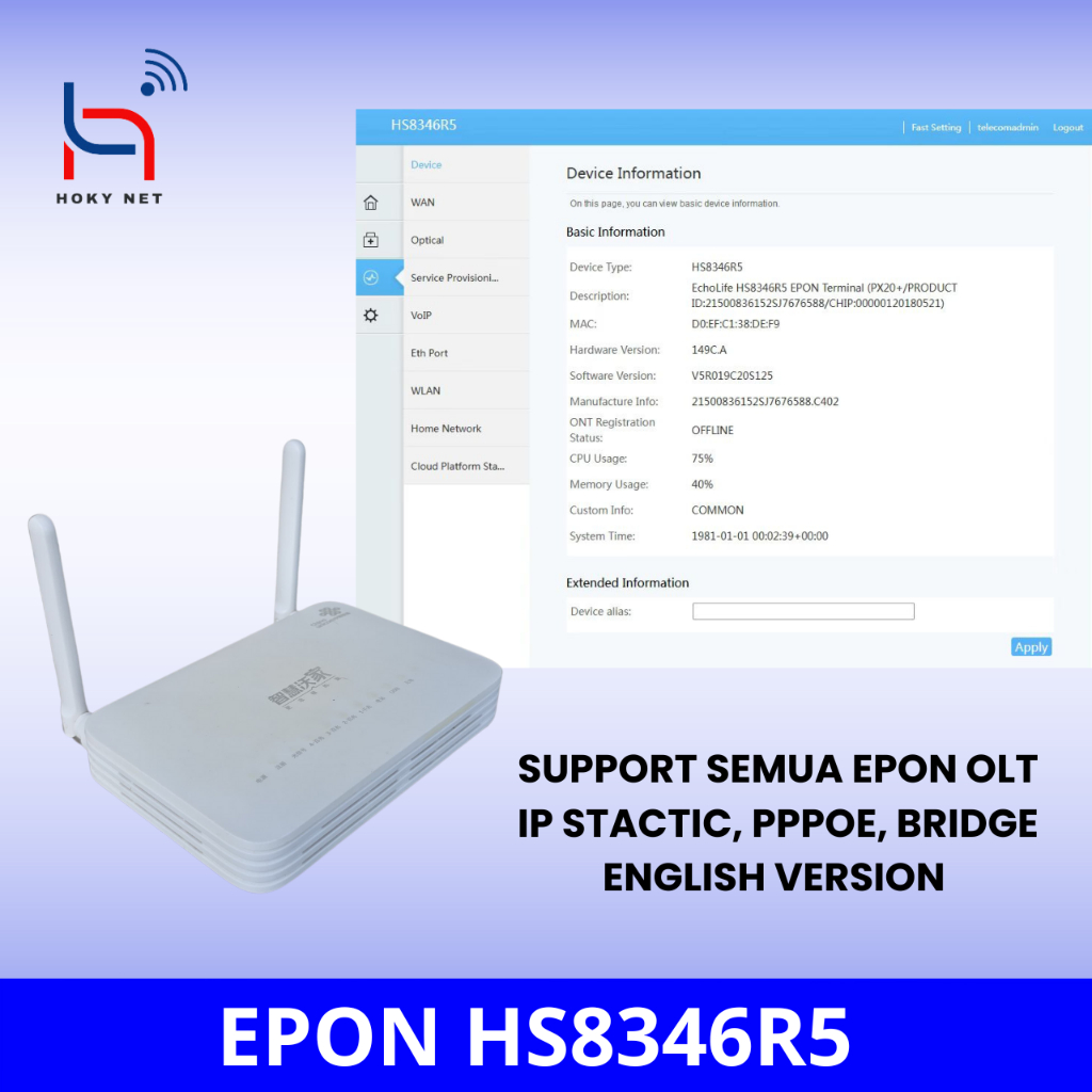 Jual HUAWEI EPON HS8346R5 second dengan Adaptor EPON GPON XPON ONU ONT ...