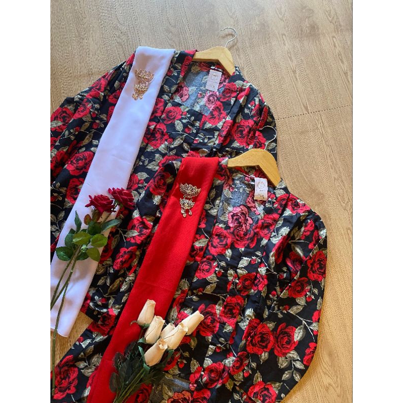 Jual KEBAYA KUTUBARU BUNGA JADUL HITAM MAWAR MERAH | Shopee Indonesia