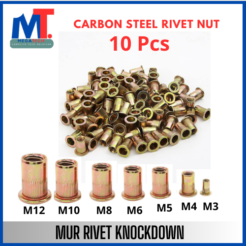 Jual 10Pcs Mur Rivet Nut M3 M4 M5 M6 M8 M10 M12 Insert Nut Mur Rivet Nutsert Mur Tanam | Shopee ...