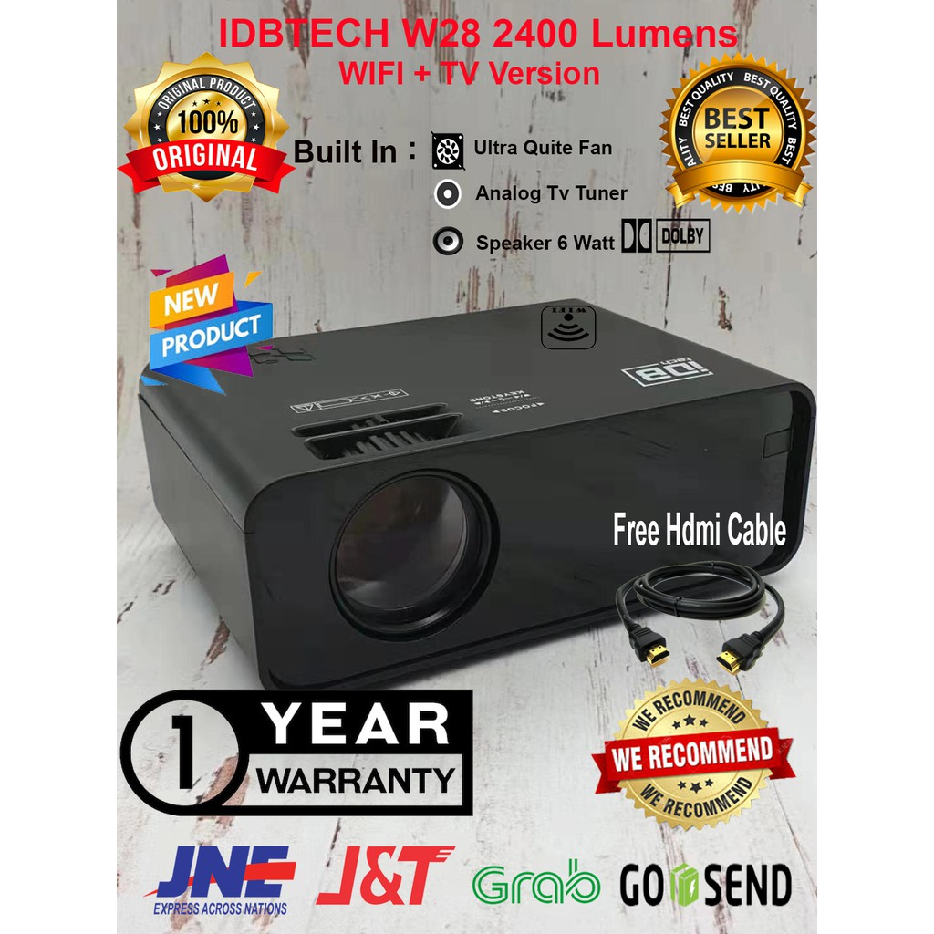 Jual IDBTECH W28 WIFI + Tv TUNER MINI projector 2400 Lumens w24 W12 ...