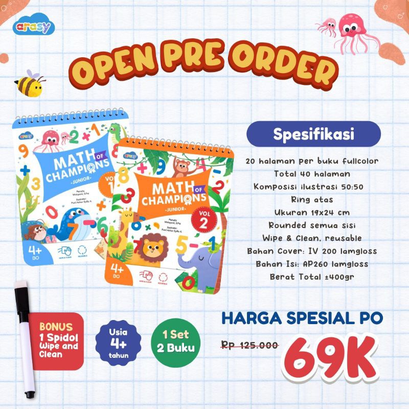 Jual Buku Aktivitas Anak : Math of Champions Junior (Isi 2 Buku Per Set ...