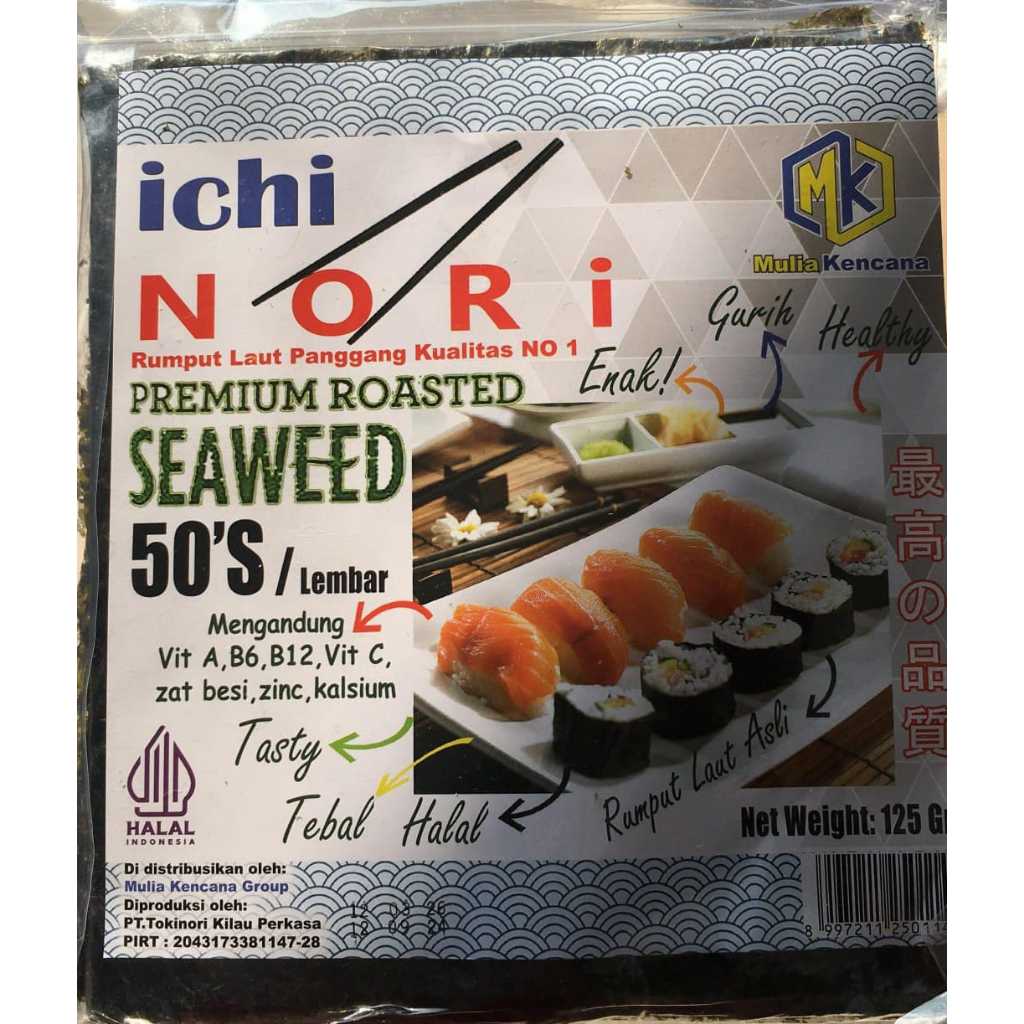 Jual ICHINORI HALAL SUSHI NORI SEAWEED RUMPUT LAUT 50 SHEETS/LEMBAR (TERMURAH) | Shopee Indonesia