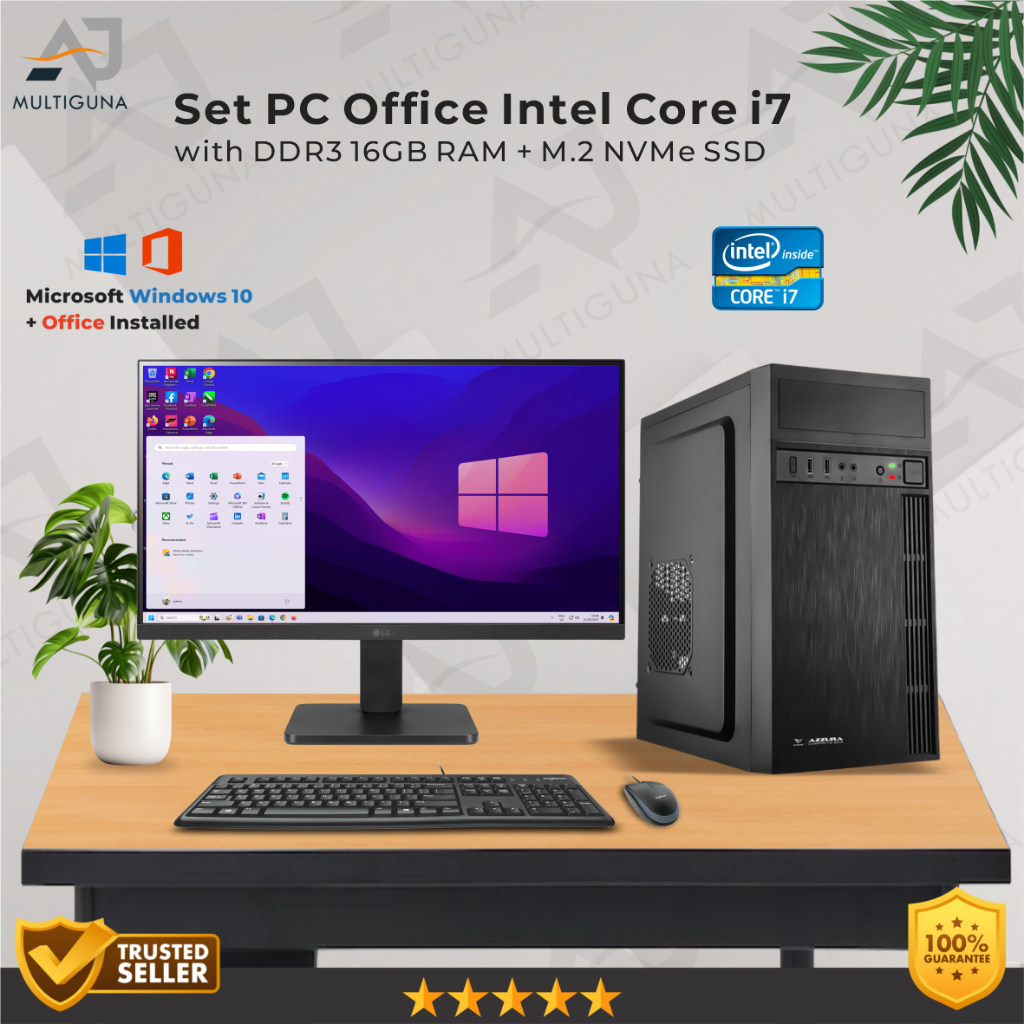 Jual Set PC Komputer Intel Core i7 RAM 16GB SSD Rakitan Office || Frameless | Shopee Indonesia