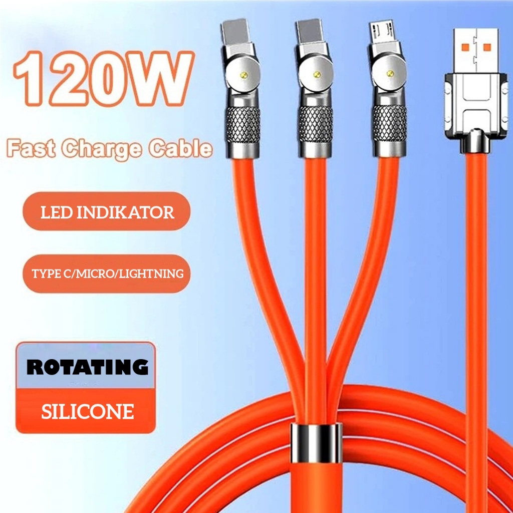 Jual Kabel Charging 3in1 Naxen Fast Charging 120W 6A Slicone Rubber ...