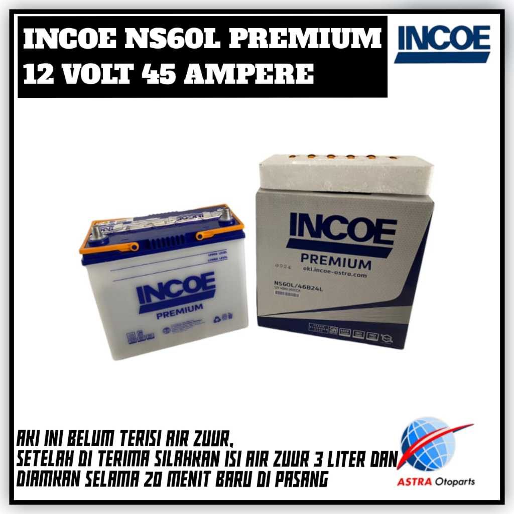 Jual Aki Mobil Grand Livina/Corolla Series/Honda City/Karimun/Baleno INCOE NS60L Premium 45 ...