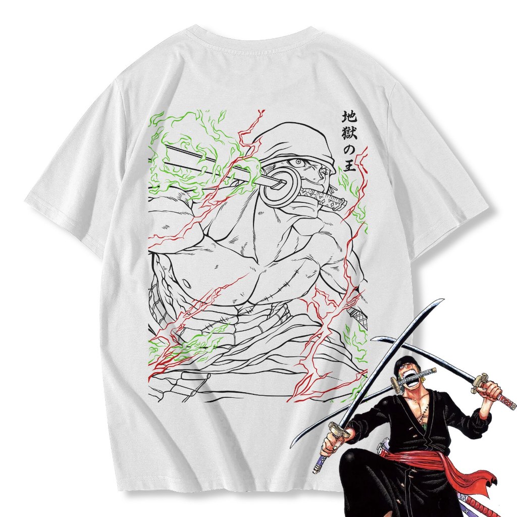 Jual Kaos One Piece Zoro King of Hell Tshirt Straw Hat Pirates Bajak ...