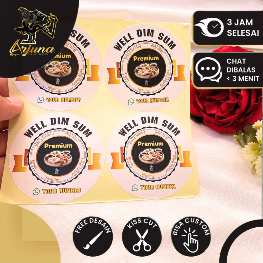 Jual 2-4 Sticker Custom Makanan Tema Dimsum Label Stiker Jajanan Dim ...