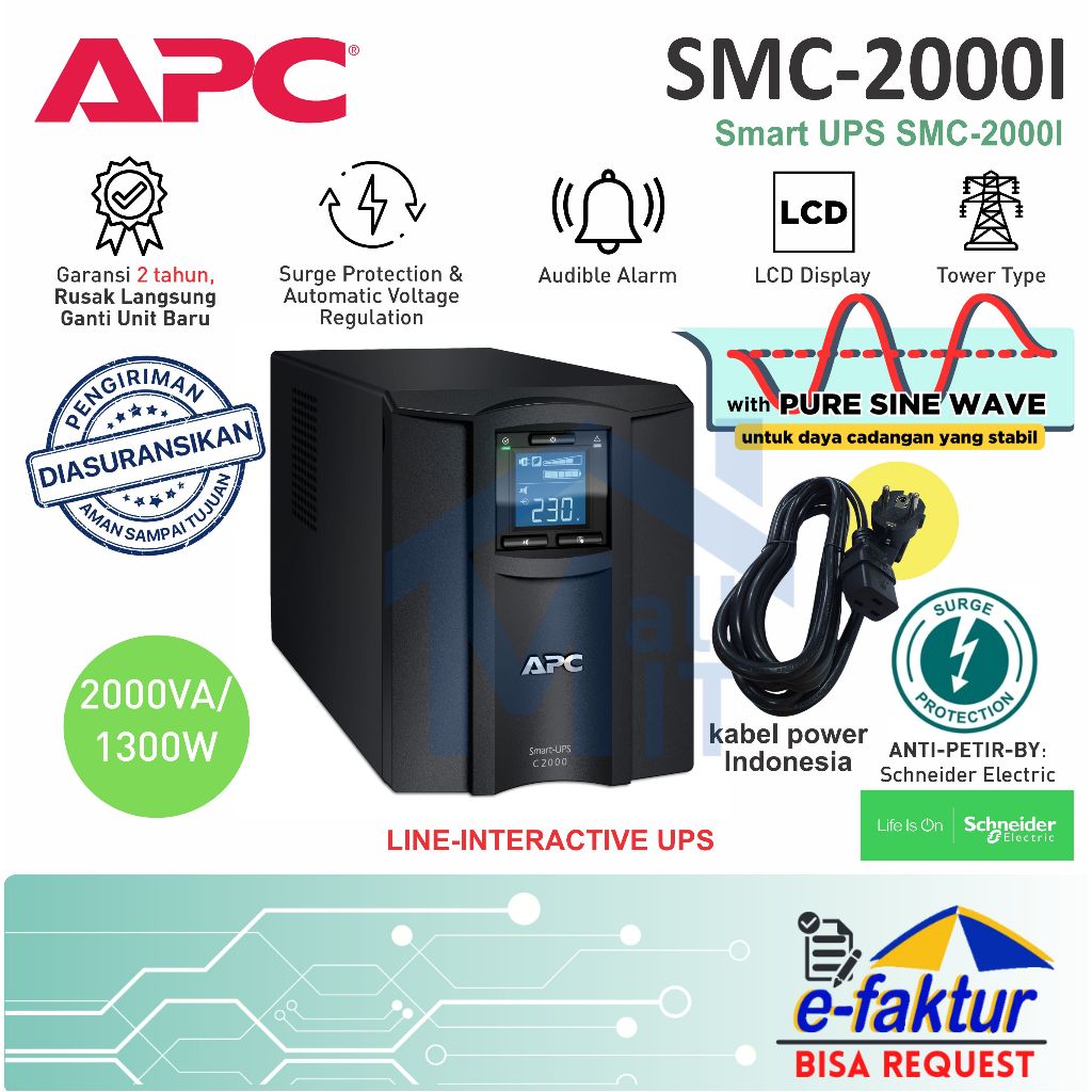 Jual MALLIT APC Ups Smart UPS 2Kva SMC2000I SMC2000 SMC-2000I 2000VA 1300W Smart-UPS LCD ...