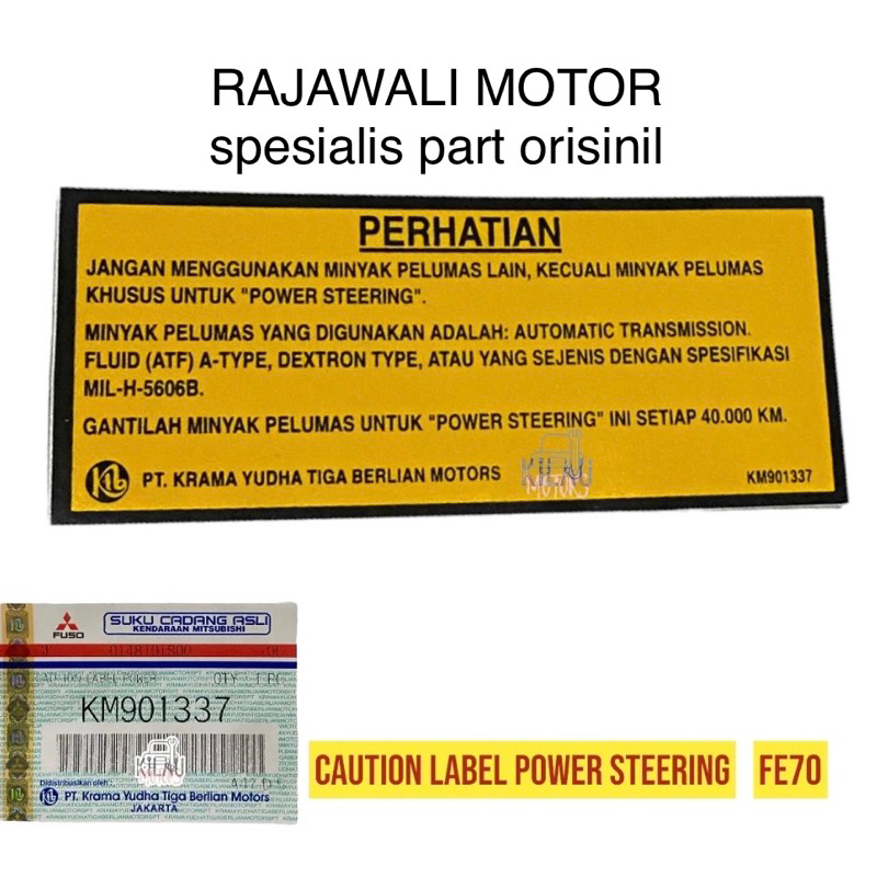 Jual Stiker Sticker Perhatian Kuning Minyak Pelumas oli power steering ...