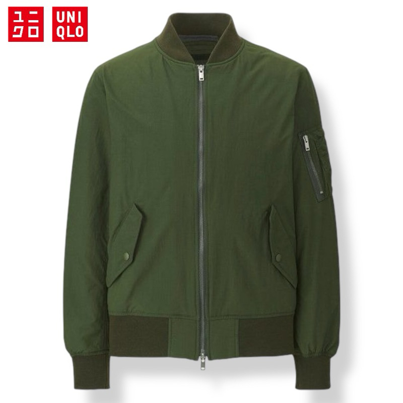 Jual jaket bomber Uniqlo Original MA1 pilot green hijau army katun cotton canvas military jacket ...