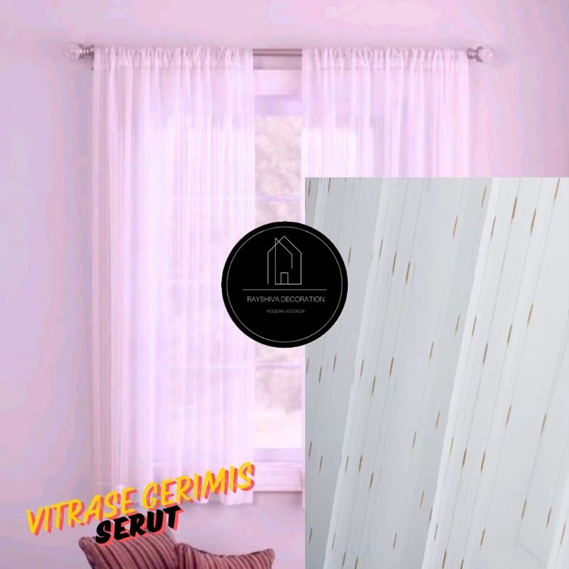 Jual VITRASE GORDEN TEBAL PUTIH MOTIF GERIMIS HUJAN MODEL SERUT VITRASE ...