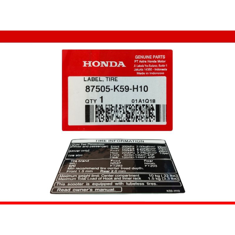 Jual Label Tire Stiker Sticker Striping Ban tekanan angin Honda Vario ...