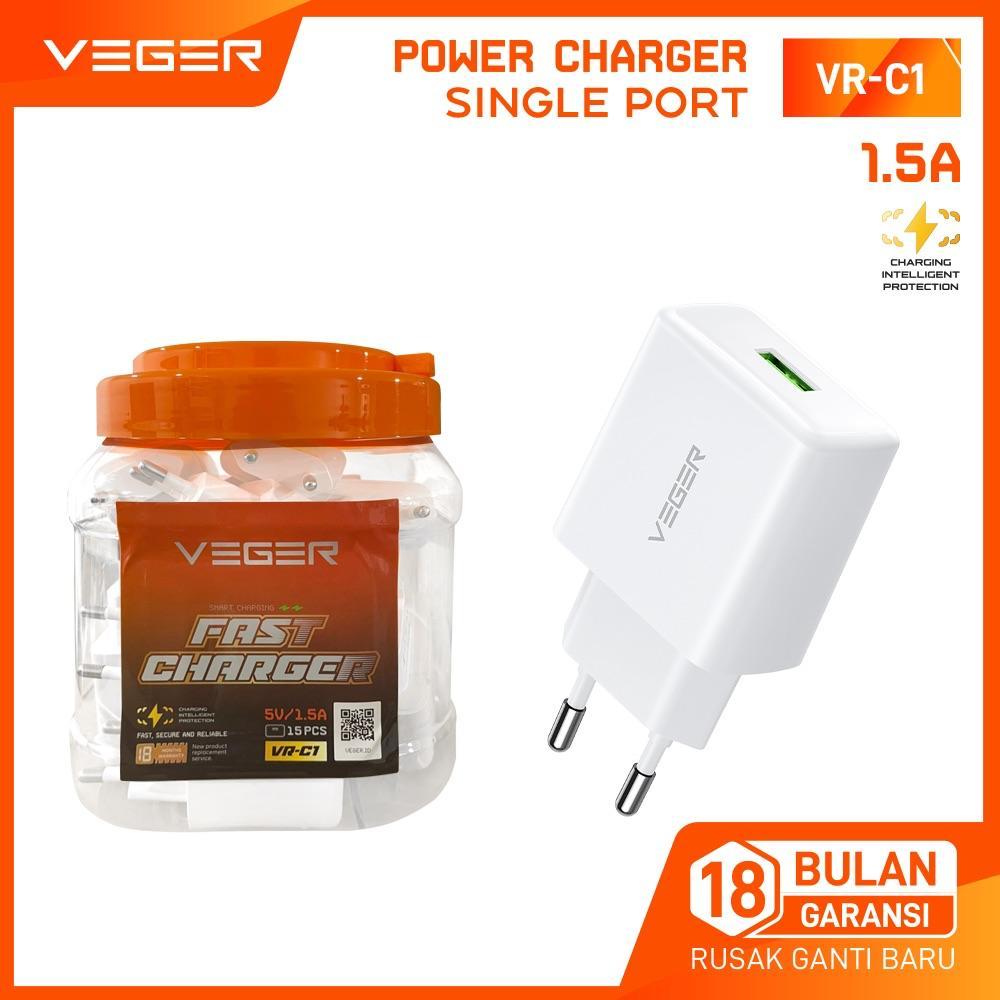Jual VEGER Charger VR-C1 Single Port Output 1.5A ( 1 Toples isi 15 Pcs ...