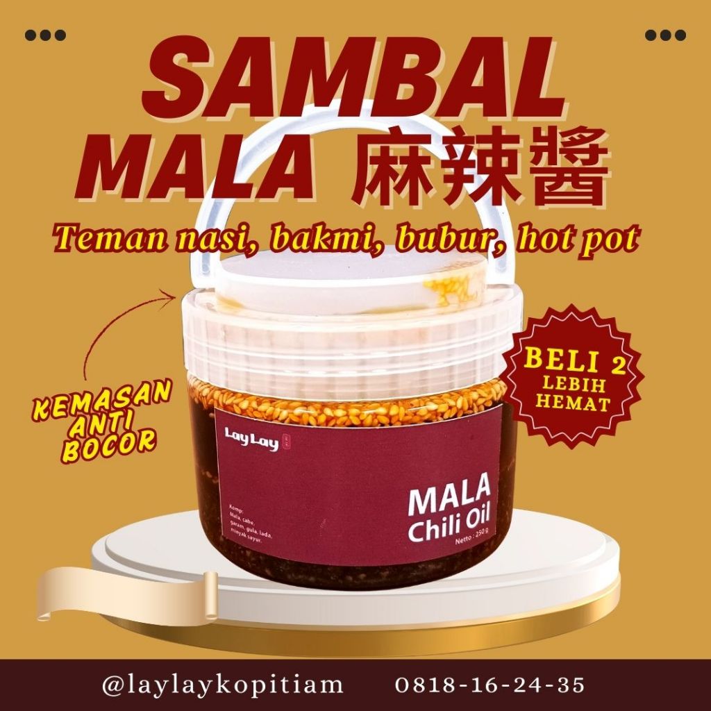 Jual SAMBAL MALA CHILLI OIL 250GR , SAMBAL HOT POT, MALA JIANG, SUP ...