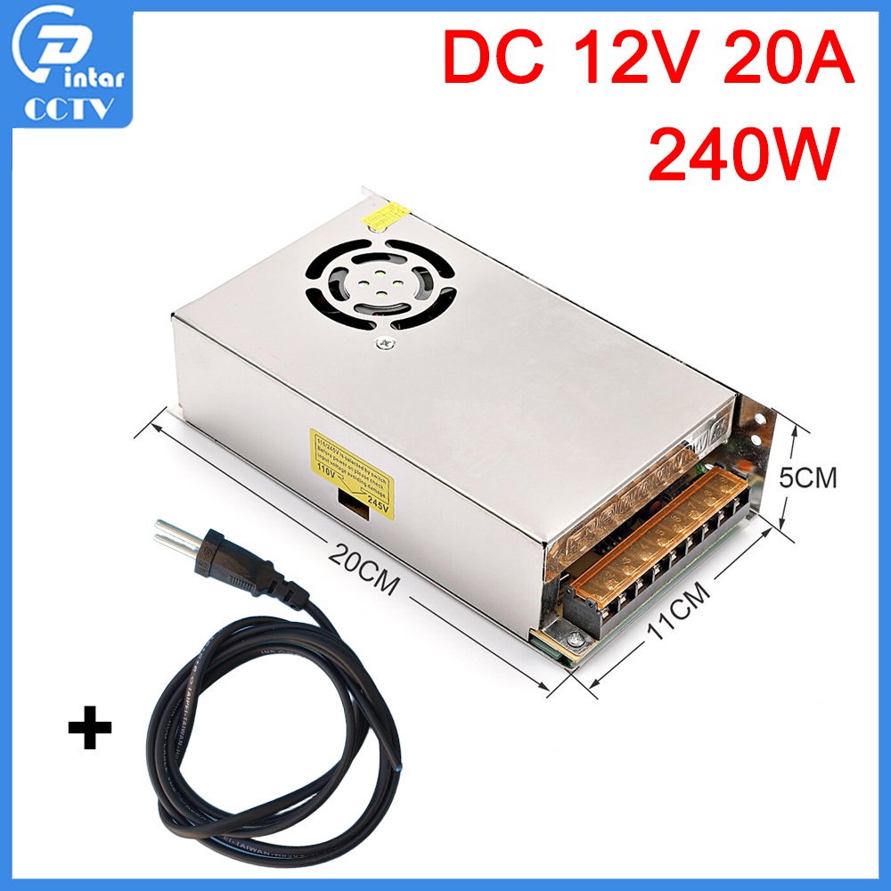 Jual Adaptor Power Supply 12V 20A PSU Kipas For CCTV AC 220V to DC 12V 20A Adapter Trafo Lampu ...
