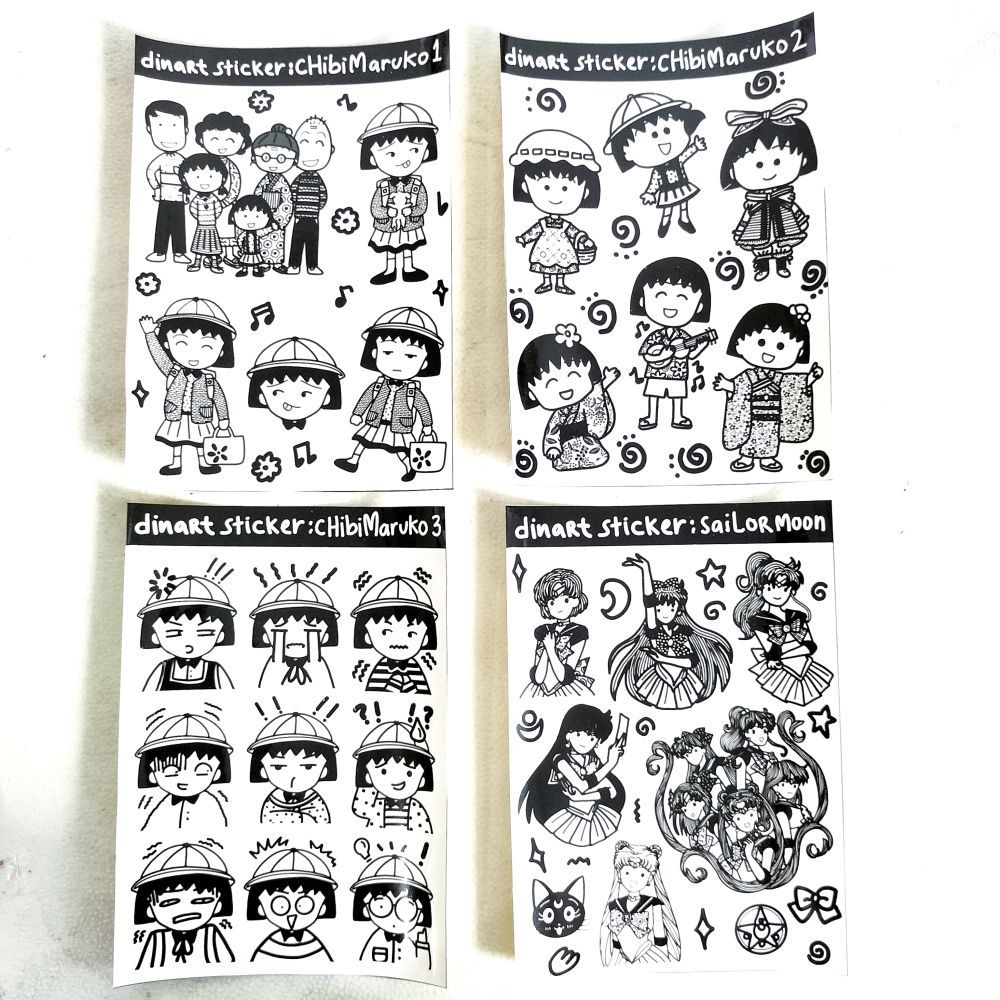 Jual DINART Anime Sticker Sheet / Stiker Vinyl Kiss Cut Chibi Maruko ...