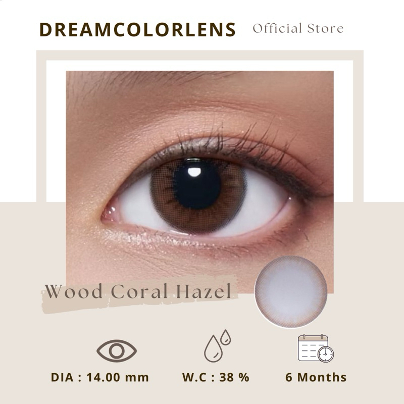 Jual Softlens EOS Wood Coral Hazel / Brown / Coklat Normal Minus Beda ...