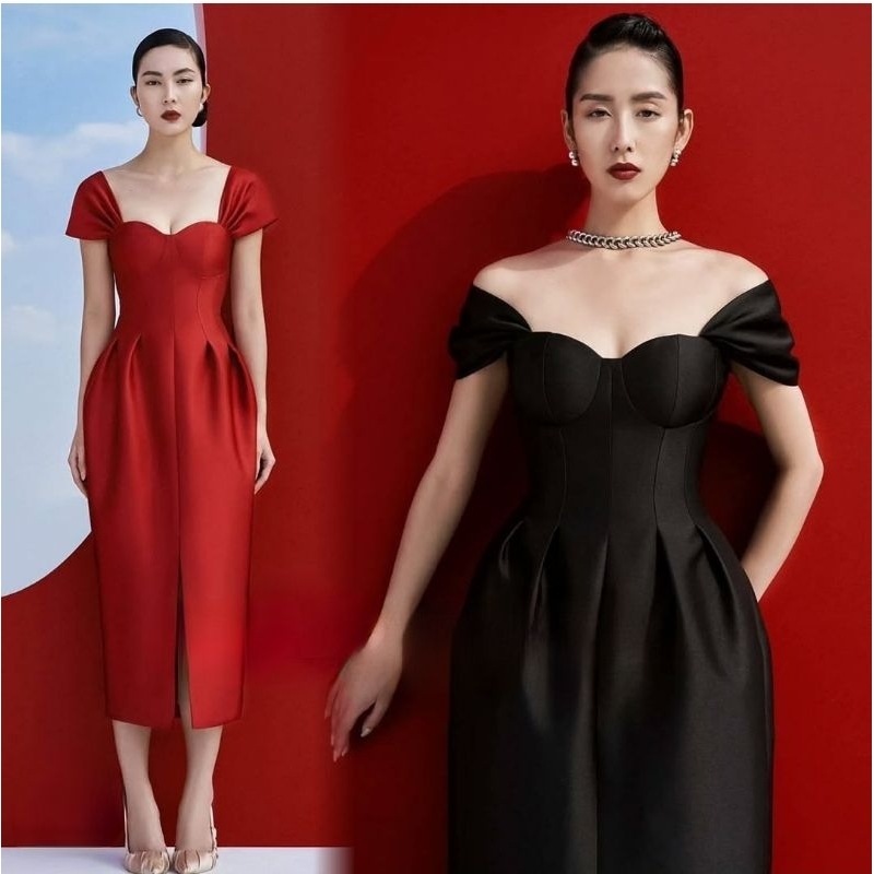 Jual sabrina sleeve midi tulip polos basic simple premium europe paris ...