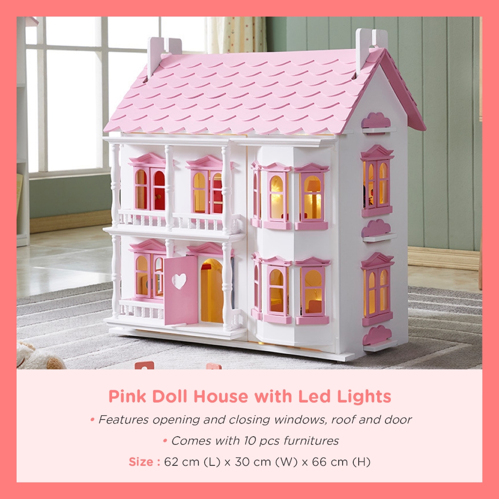 Jual Pink Doll House With Led Lights | Shopee Indonesia