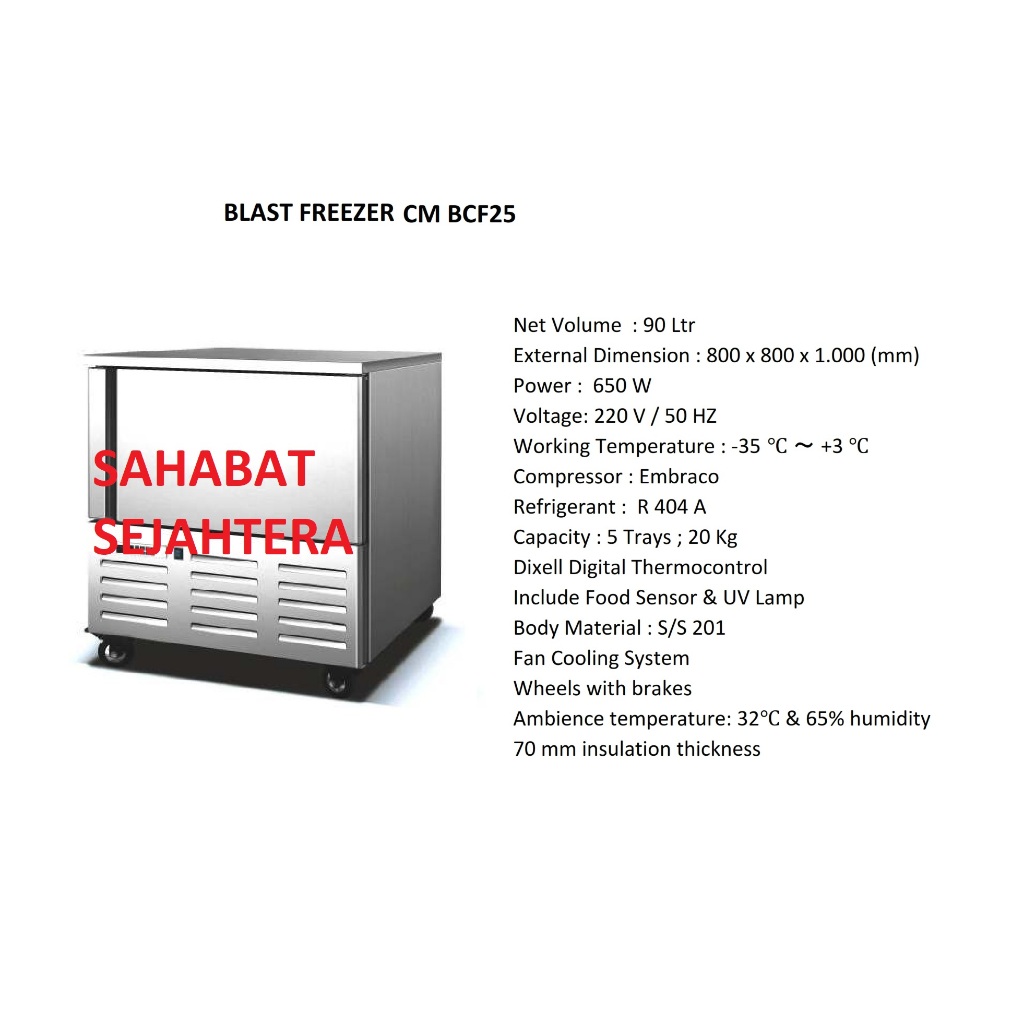 Jual Blast Chiller & Freezer SSCM-BCF25 U/ Menurunkan Suhu Dengan Cepat ...