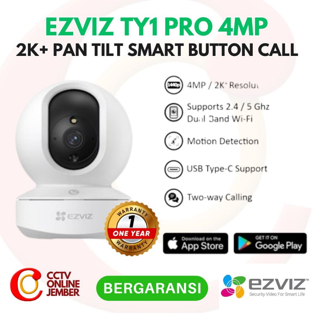 Jual EZVIZ TY1 Pro 4MP 2K+ Smart Home Wifi Pan Tilt IP Camera CCTV ...