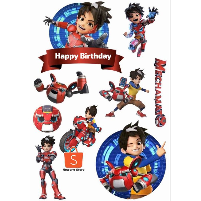 Jual Mechamato/Topper Mechamato Karakter Anak Robot Custom Nama/ Hiasan ...