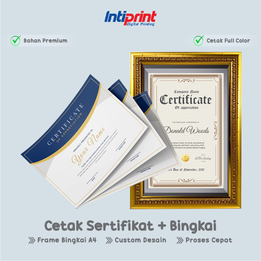 Jual Cetak Sertifikat + Bingkai / Piagam & Frame Berkualitas | Cetak ...
