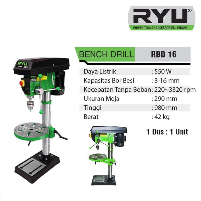 Jual RYU Mesin Bor Duduk 16mm RBD16 Bench Drill 16 mm | Shopee Indonesia