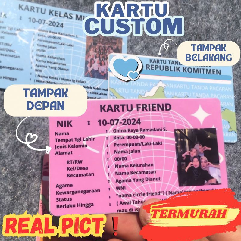 Jual KARTU TANDA PACARAN | KARTU FRIEND | KARTU KELAS | REQUEST ...