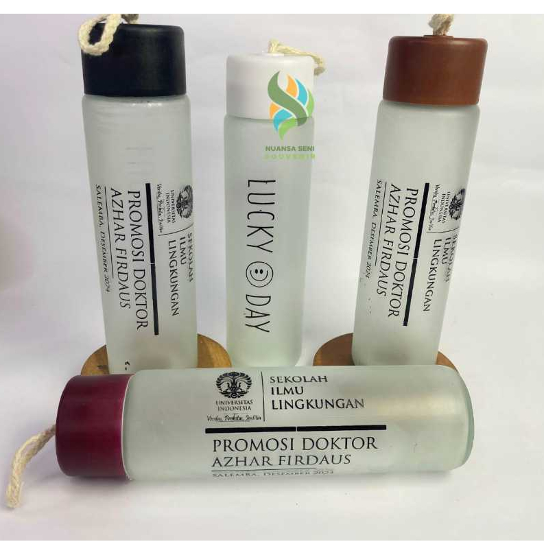 Jual Souvenir Botol Good Day Lucky Day Tumbler Minum Kaca Doff Motif ...