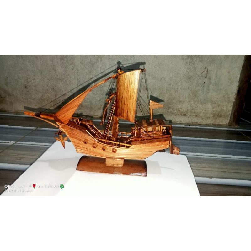 Jual perahu kapal layar bambu // miniatur perahu layar // hiasan ...