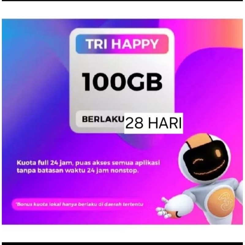 Jual PAKET DATA 3 TRI 100GB | Shopee Indonesia