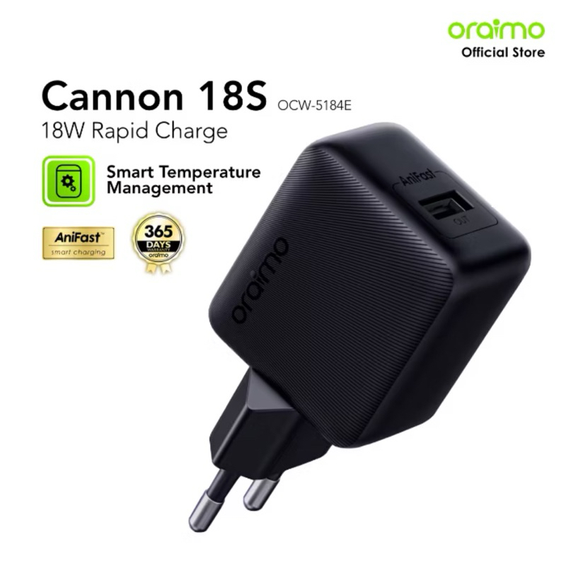 Jual oraimo Charger Handphone Cannon 18W OCW-E5184 Pengisian Cepat Pengisian Cepat Pengiriman ...