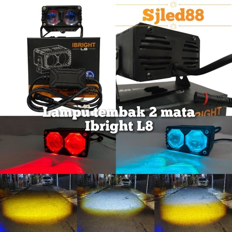 Jual Lampu sorot IBRIGHT L8 - Lampu Tembak 2 Mata Blue Lens | Shopee Indonesia