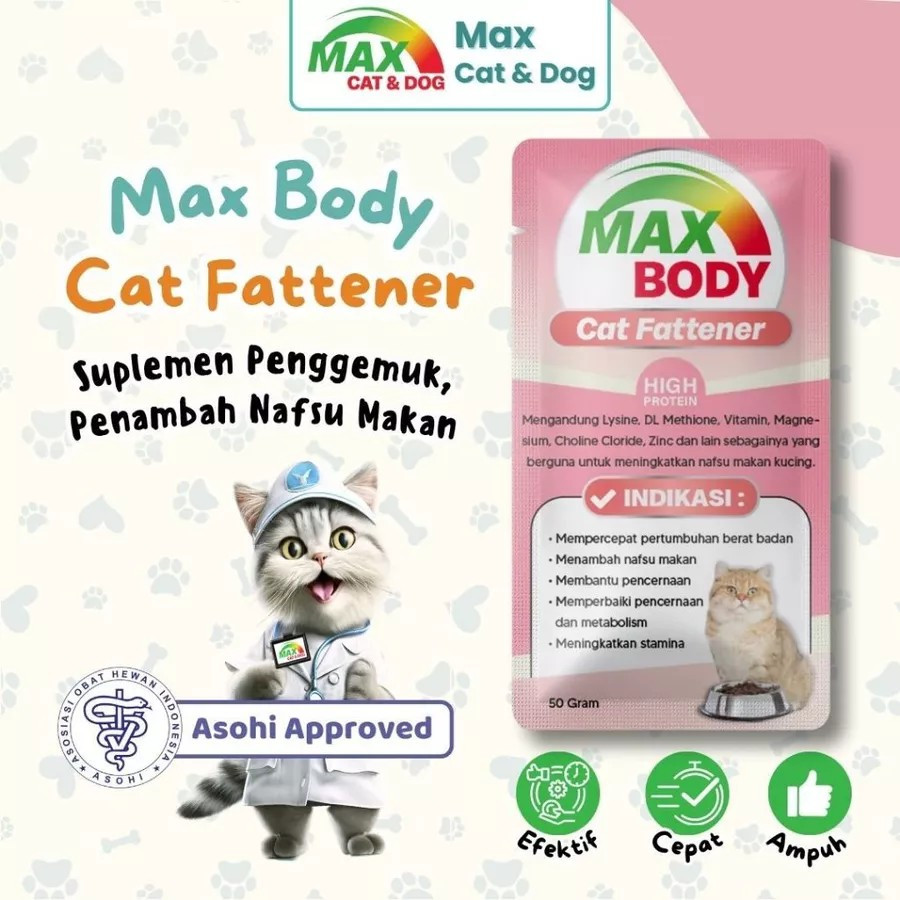 Jual Vitamin Penggemuk Kucing Nafsu Makan Max Body Bodyfat Cat | Shopee ...