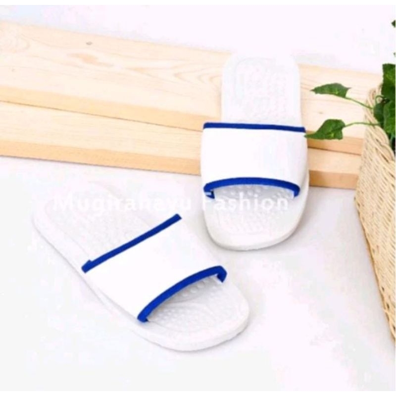 Jual BEST SELLER Sendal Hotel bagus murah/sendal hotel putih list biru ...