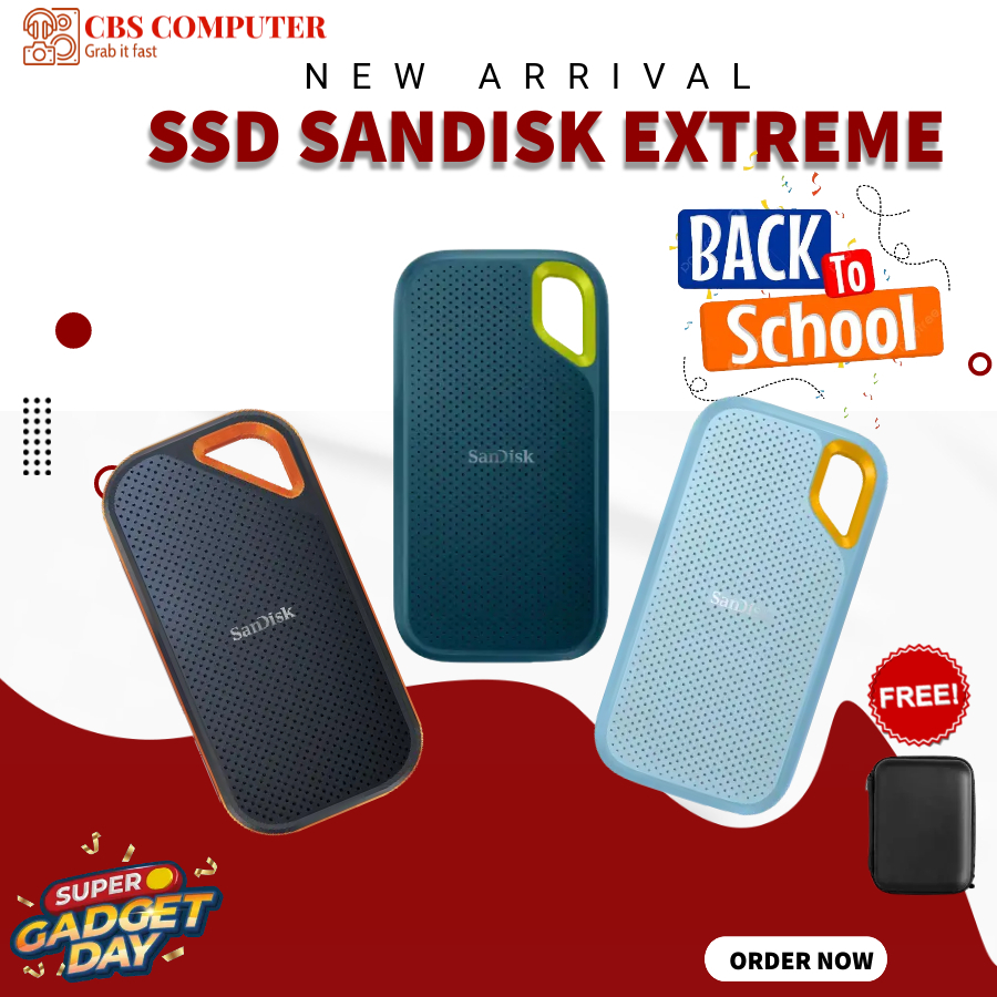 Jual SanDisk Extreme Portable SSD V2 500GB 1TB 2TB 4TB 1050mbp/s Garansi Resmi | Shopee Indonesia
