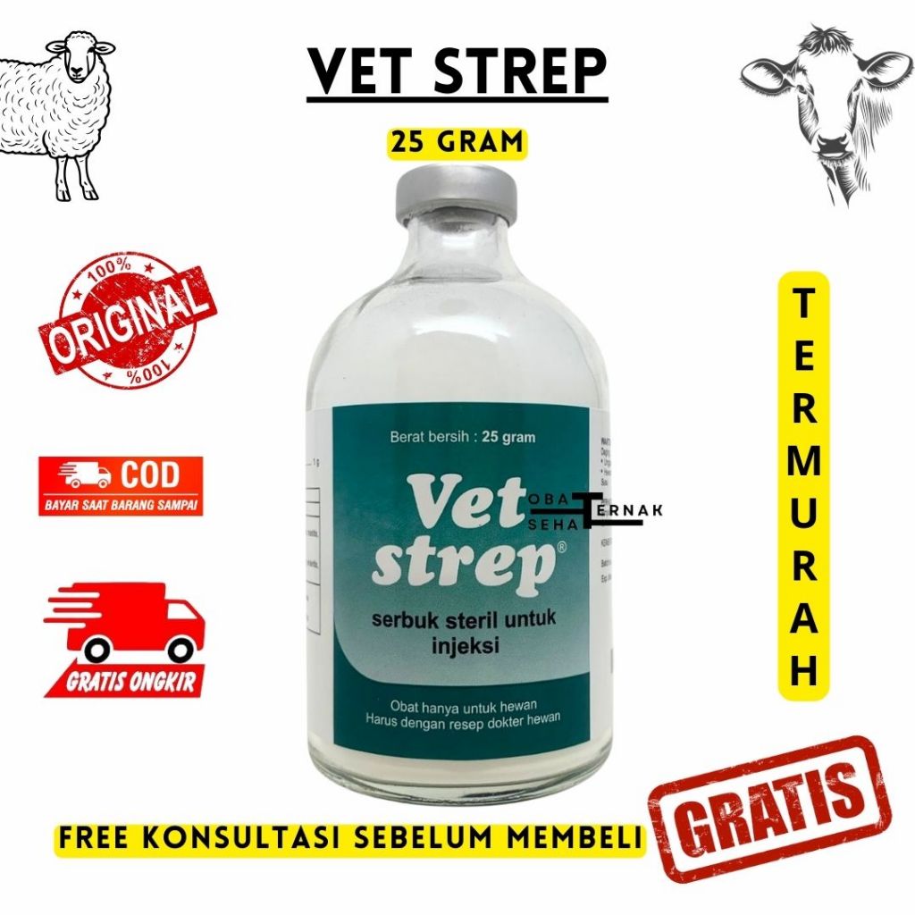 Jual VET STREP 25 gr - Mengobati Hewan Mastitis Crd Pernafasan Ngorok ...