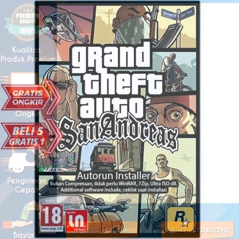 Jual Grand Theft Auto San Andreas ( GTA SA ) - PC Game Adventure Shoot ...